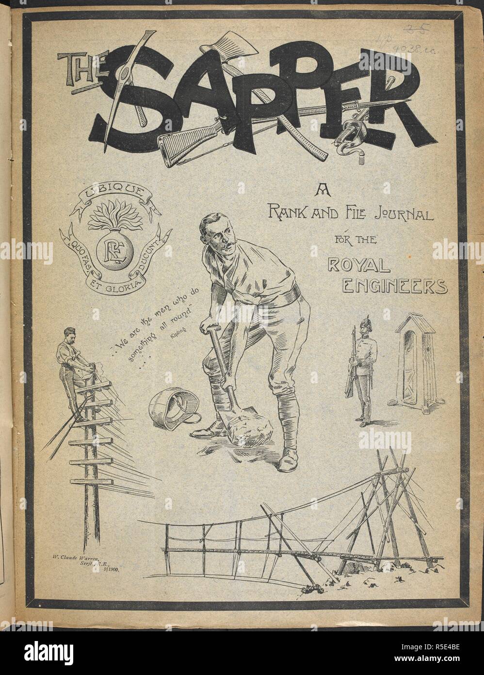 Illustration depicting a sapper of the Royal Engineers. The sapper ...