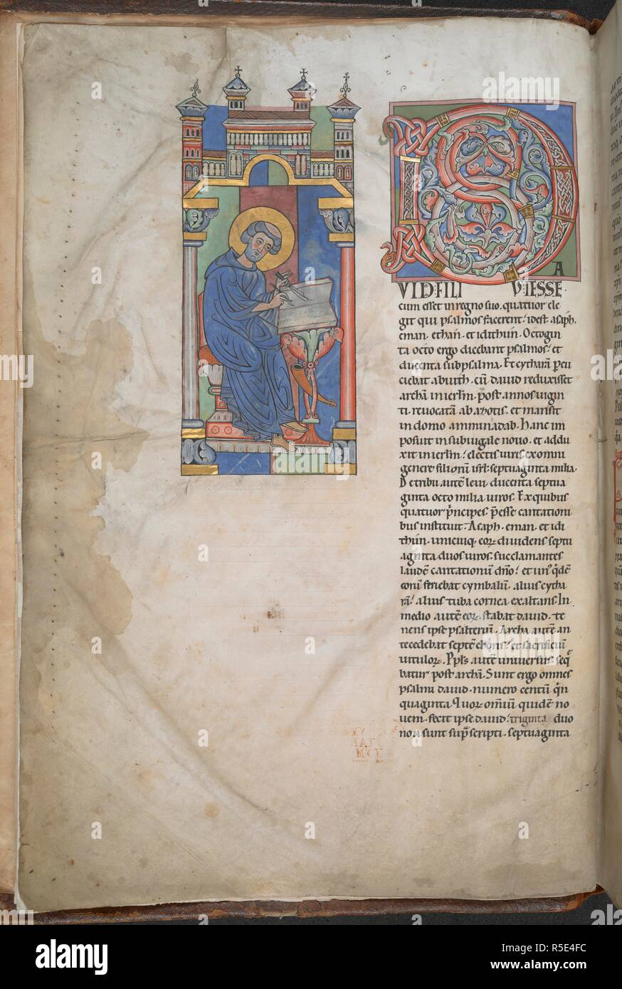 Jerome writing, and a decorated initial 'D'(avid), at the beginning of ...