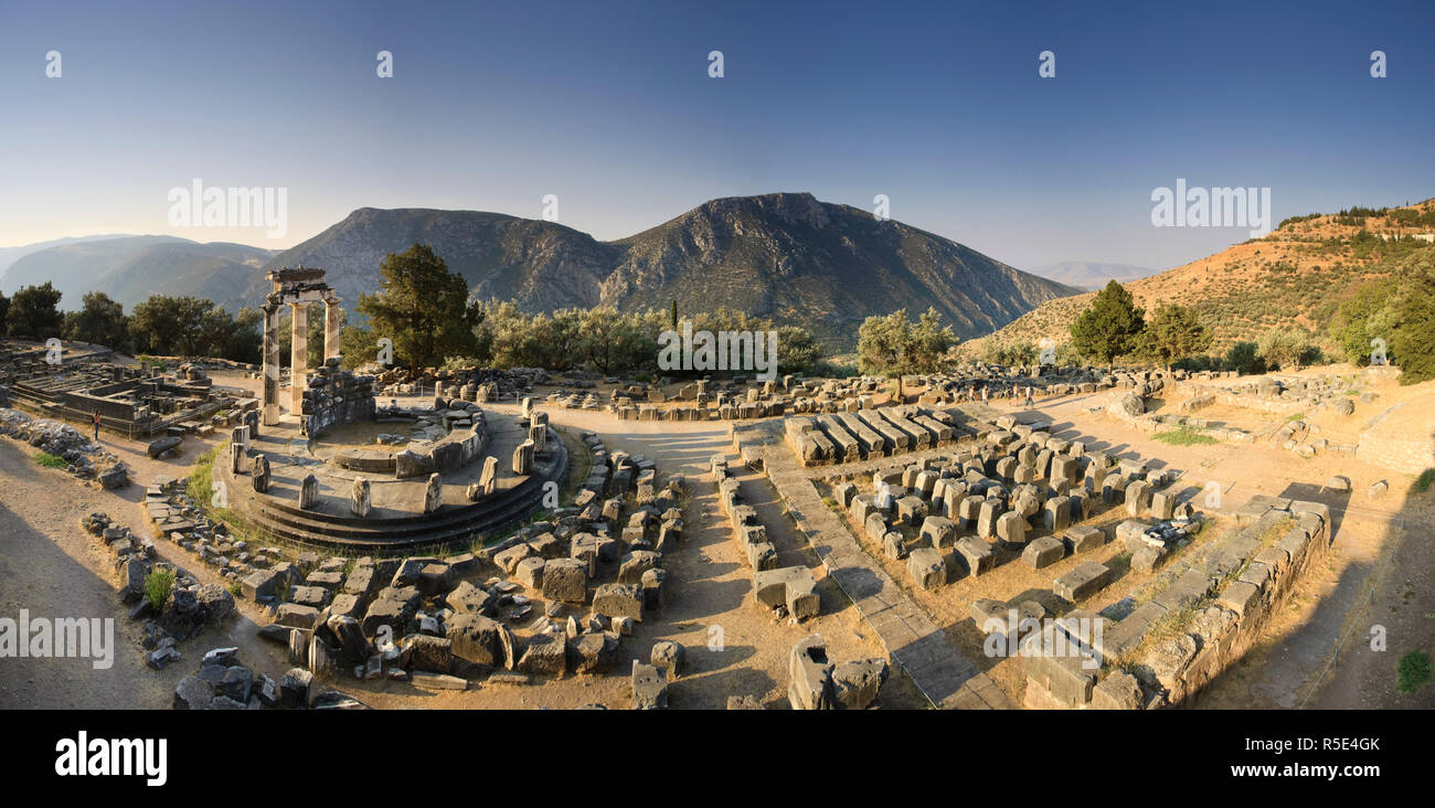Greece, Delphi, Ancient Delphi, The Tolus at Temple of Athena Pronaia ...