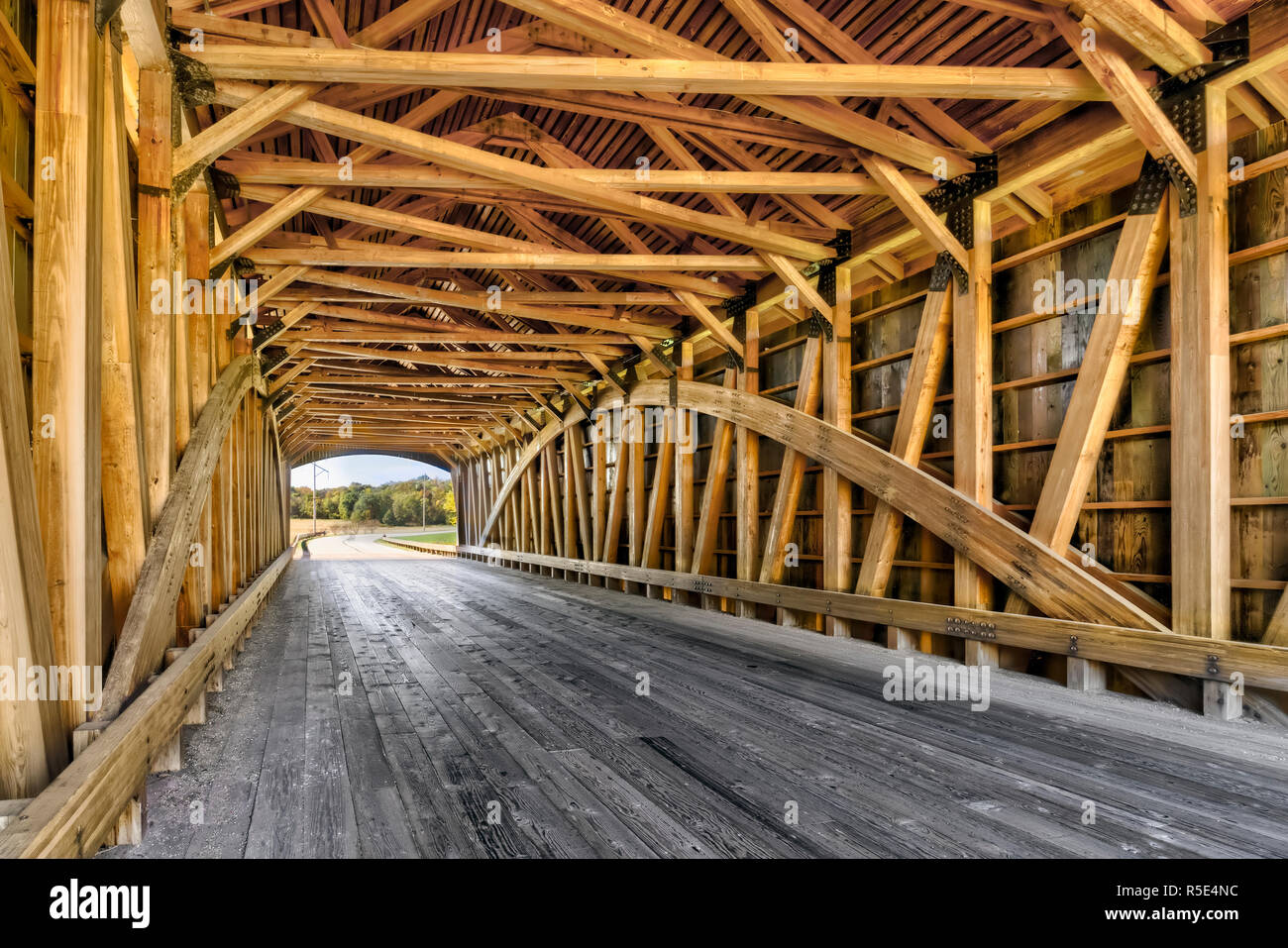 Built in 2006, the Captain Swift Covered Bridge, as seen from inside ...