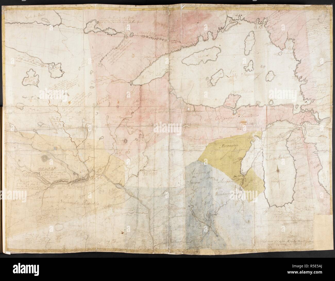 Map of central Canada, with Lake Superior, Lake Michigan and upper part ...