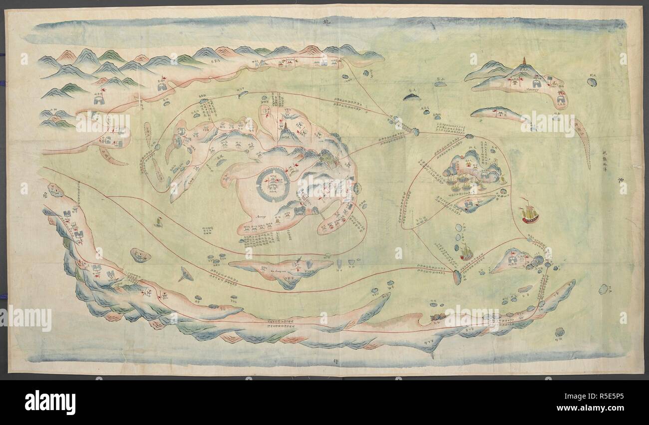 A Chinese coloured map of the town of Amoy. A CHINESE coloured map of ...
