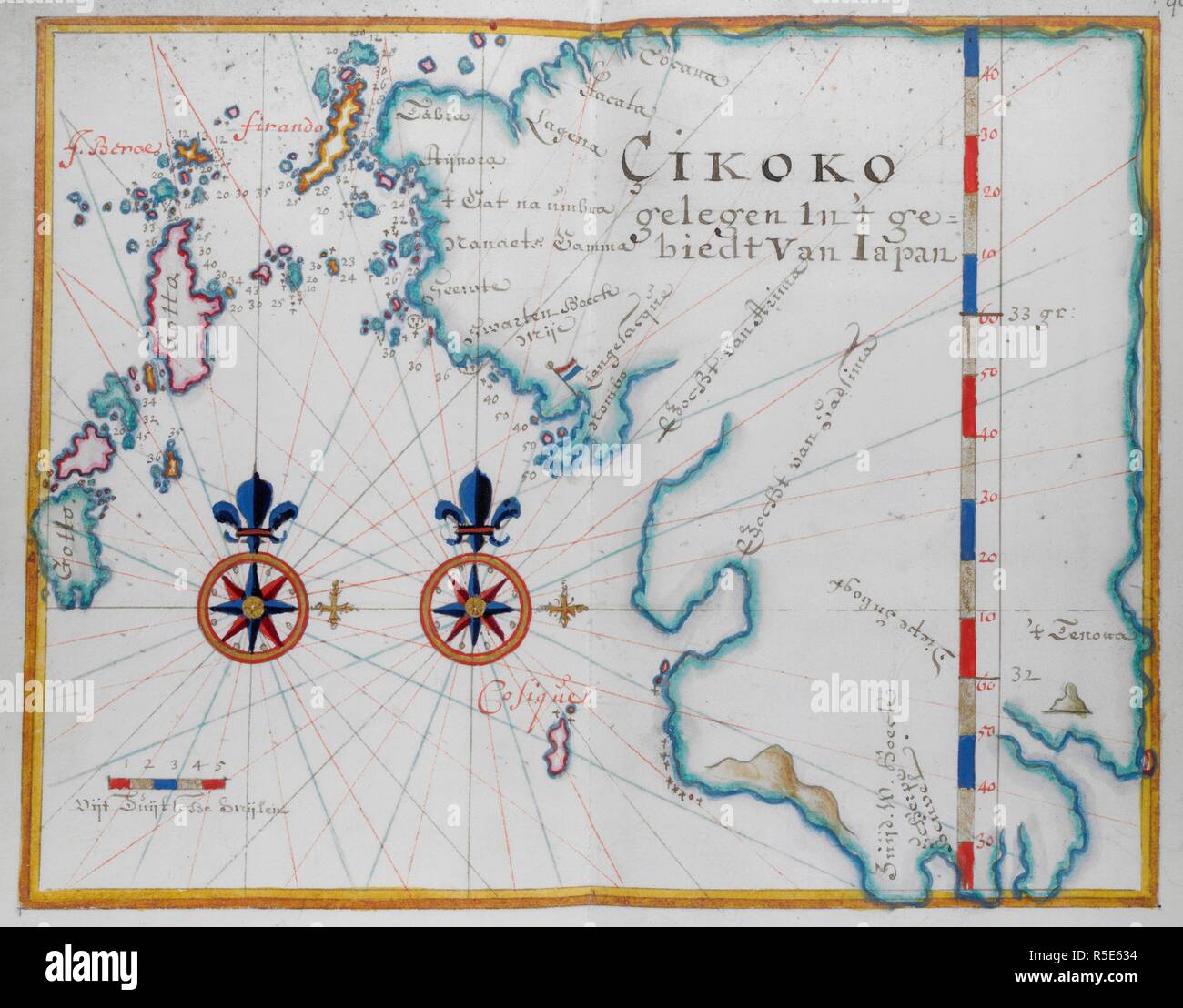 Map of the southern part of the island of Kyushu, Japan. DUTCH ...