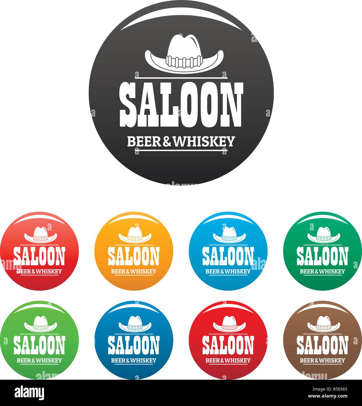 Whiskey Saloon Icons Set 9 Color Vector Isolated On White For Any
