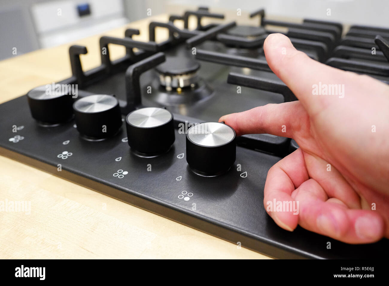 Knob control the position of modes for cooking in the oven. Close-up ...