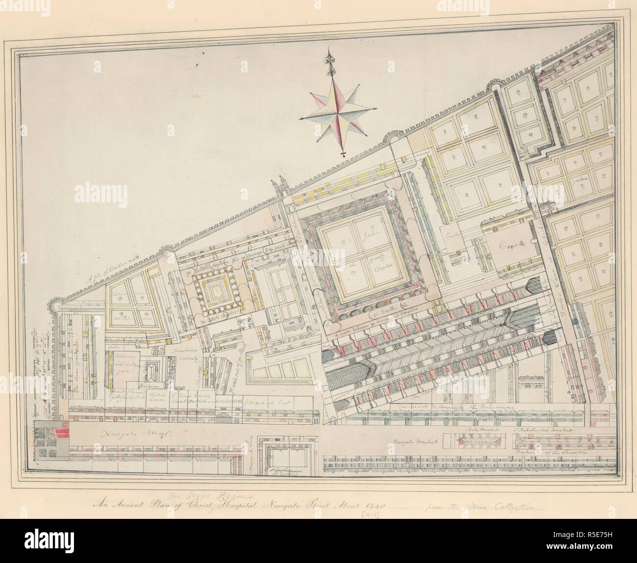 Christ hospital. An ancient plan of Christ hospital, Newgate street. A ...