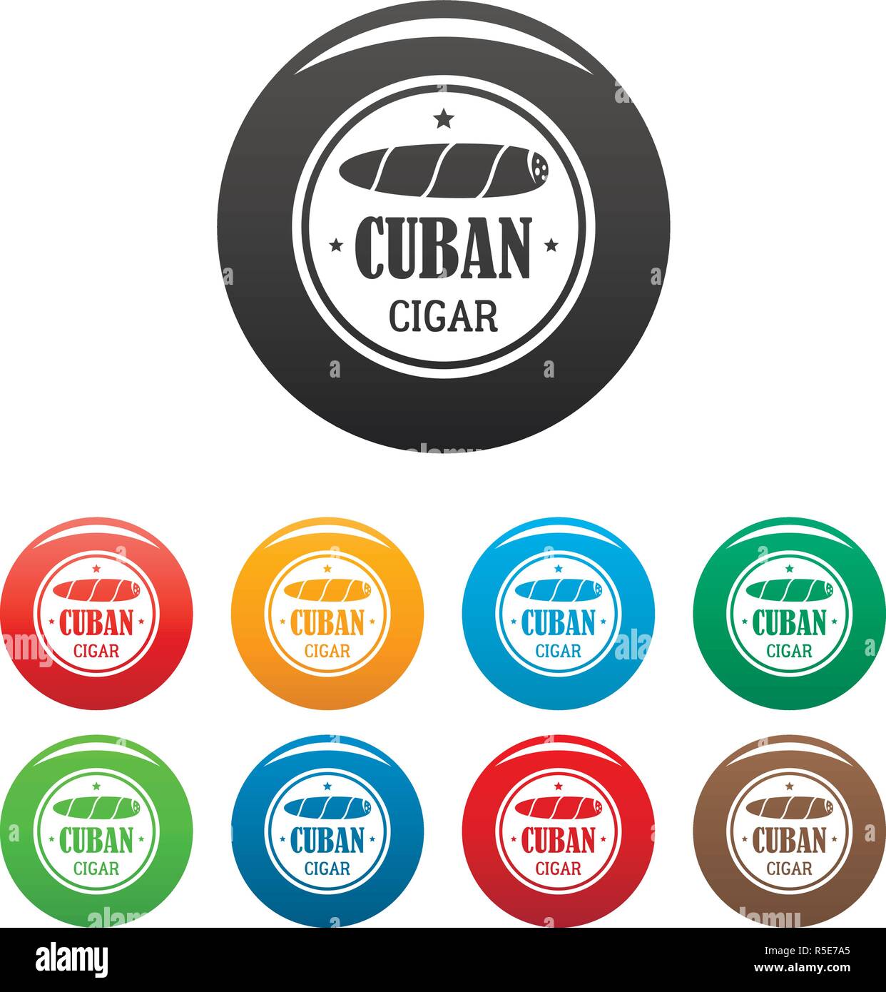 Original cuban cigar icons set 9 color vector isolated on white for any ...