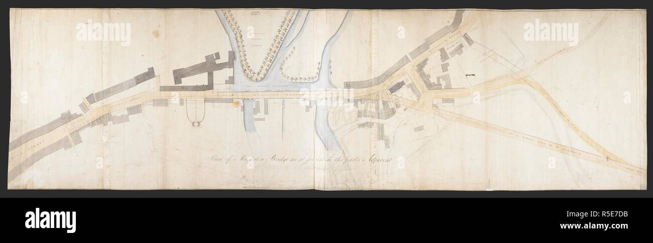 This drawing depicts the proposed plan for Magdalen Bridge, Oxford ...