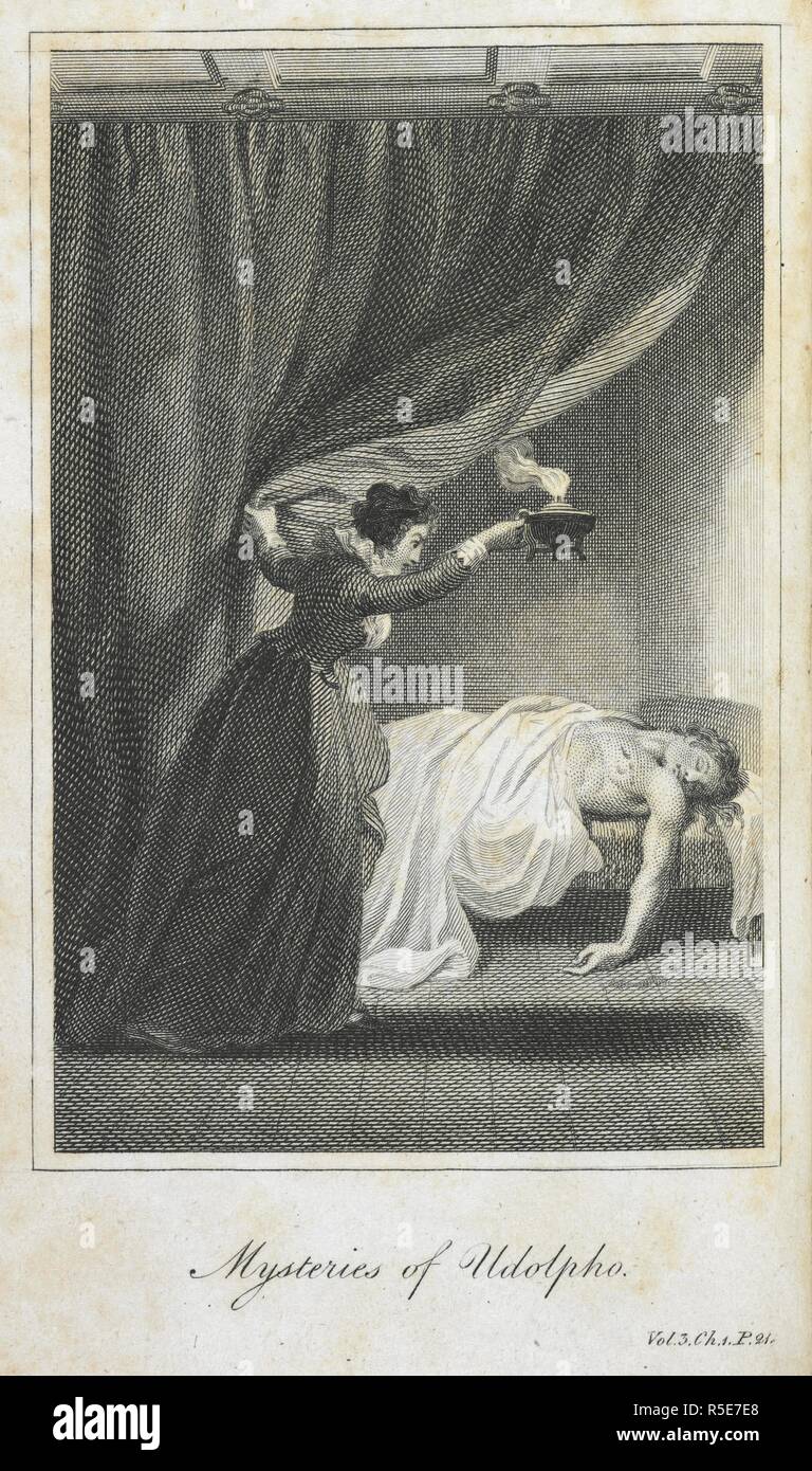 'Mysteries of Udolpho.' Illustration showing the discovery of a dead ...