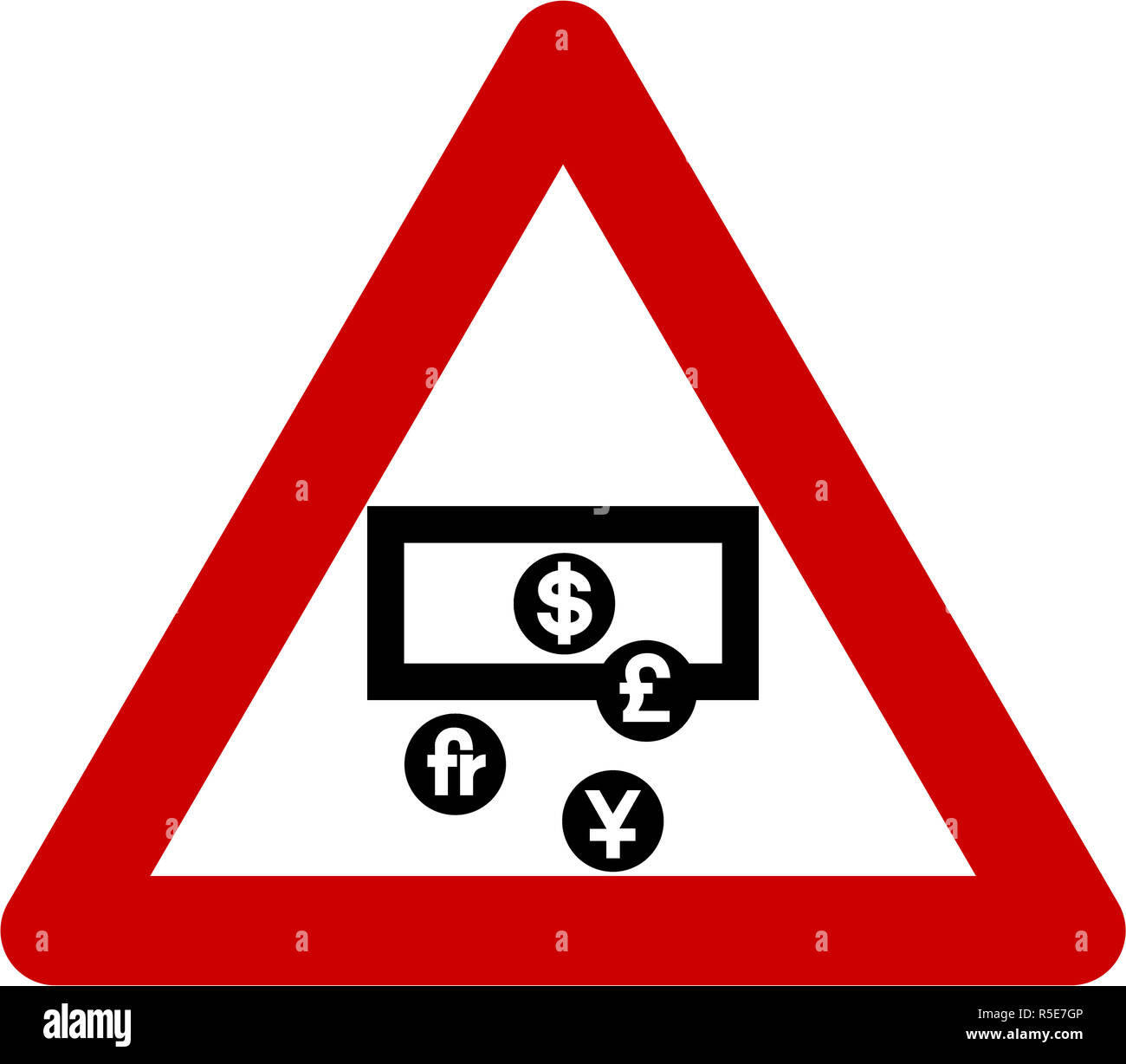 Warning sign with money symbol Stock Photo - Alamy