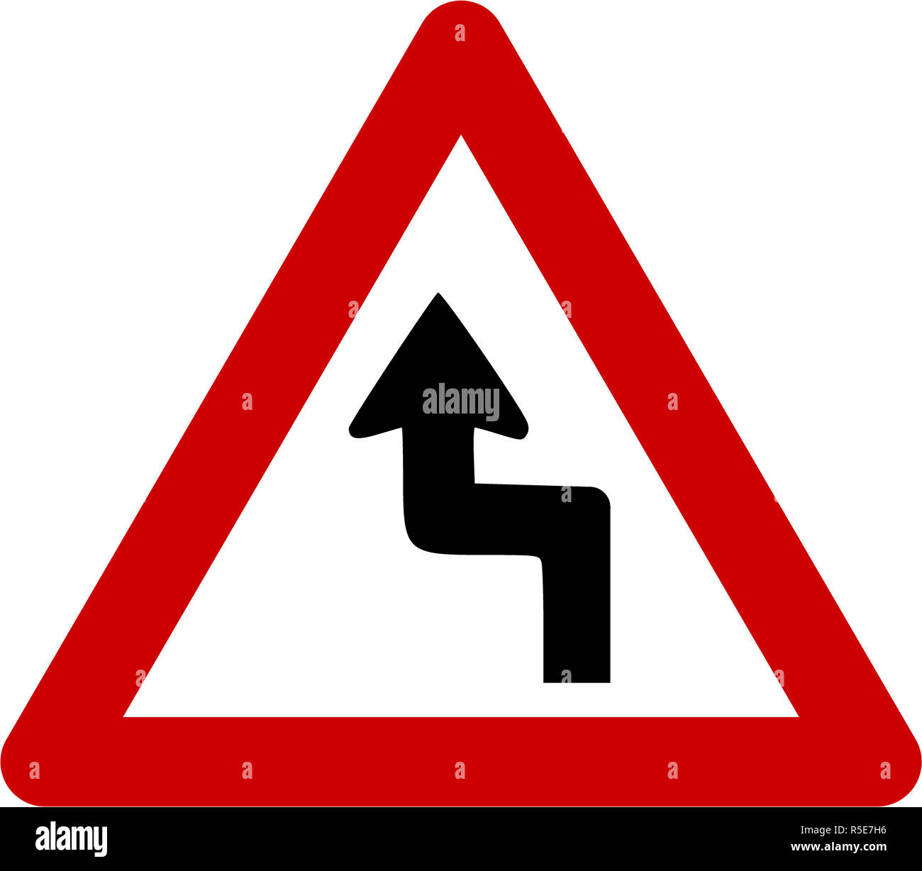 Warning sign with dangerous curves symbol Stock Photo - Alamy