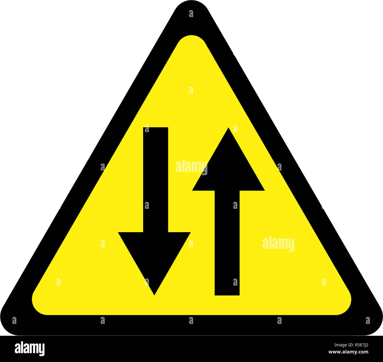 Yellow road sign two arrows hi-res stock photography and images - Alamy