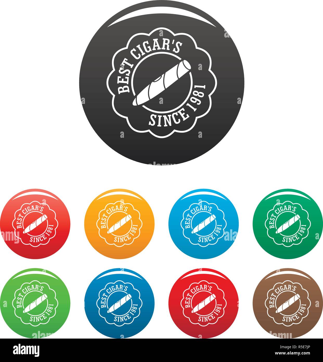 Best nicotine cigar icons set 9 color vector isolated on white for any ...