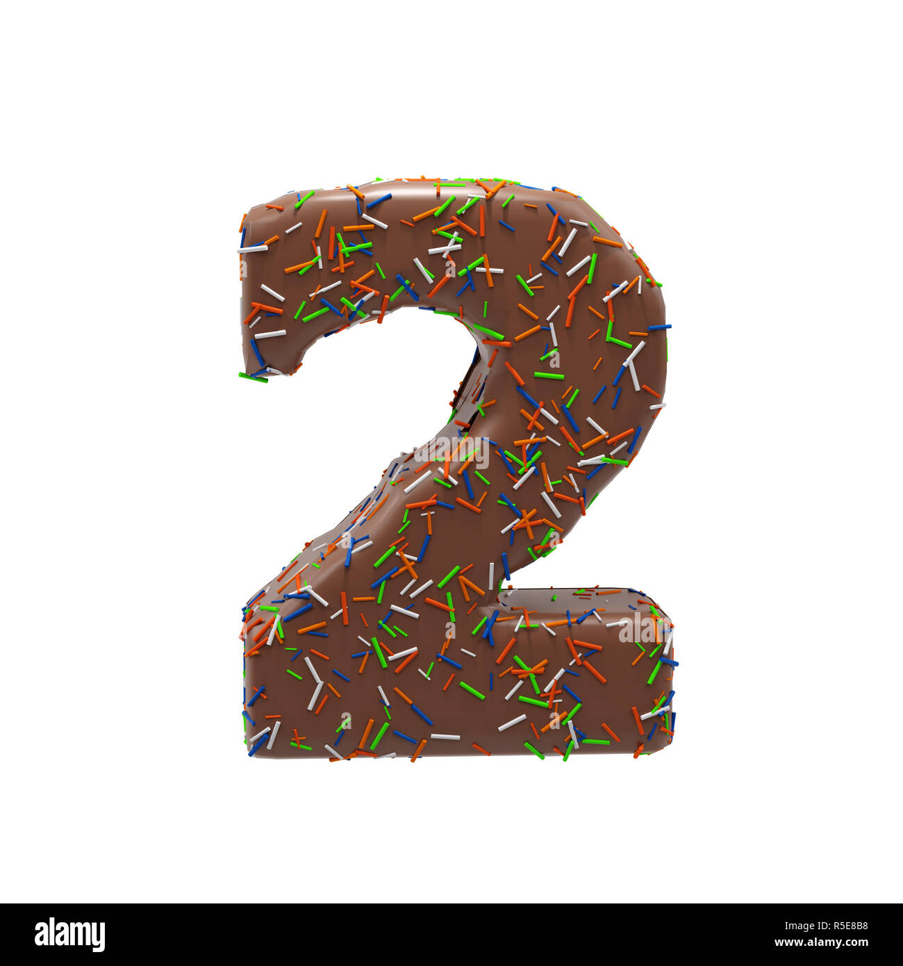 Chocolate Cake Donut Font with colorful sprinkles. Delicious Number 2 ...