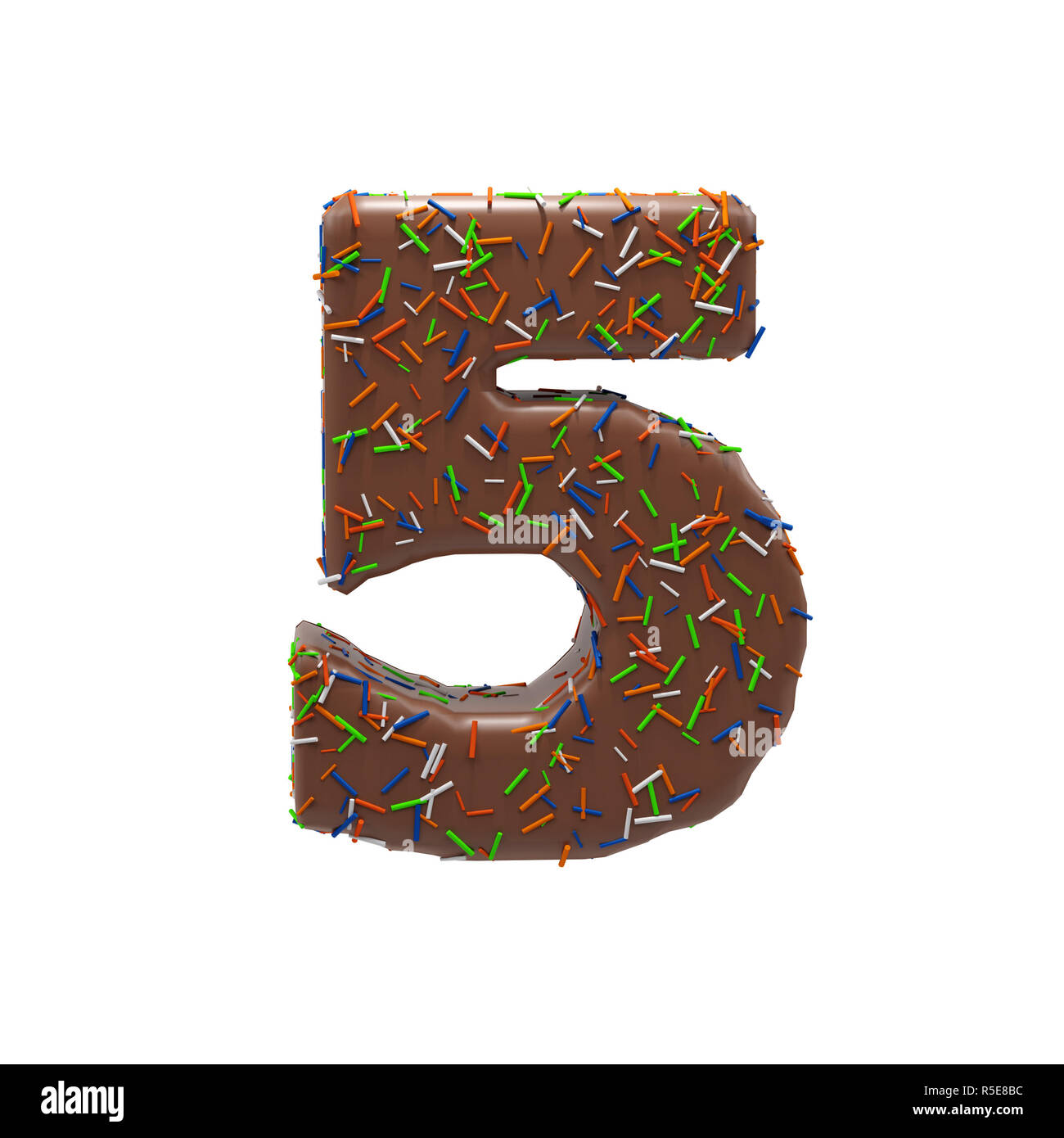 Chocolate Cake Donut Font with colorful sprinkles. Delicious Number 5 ...
