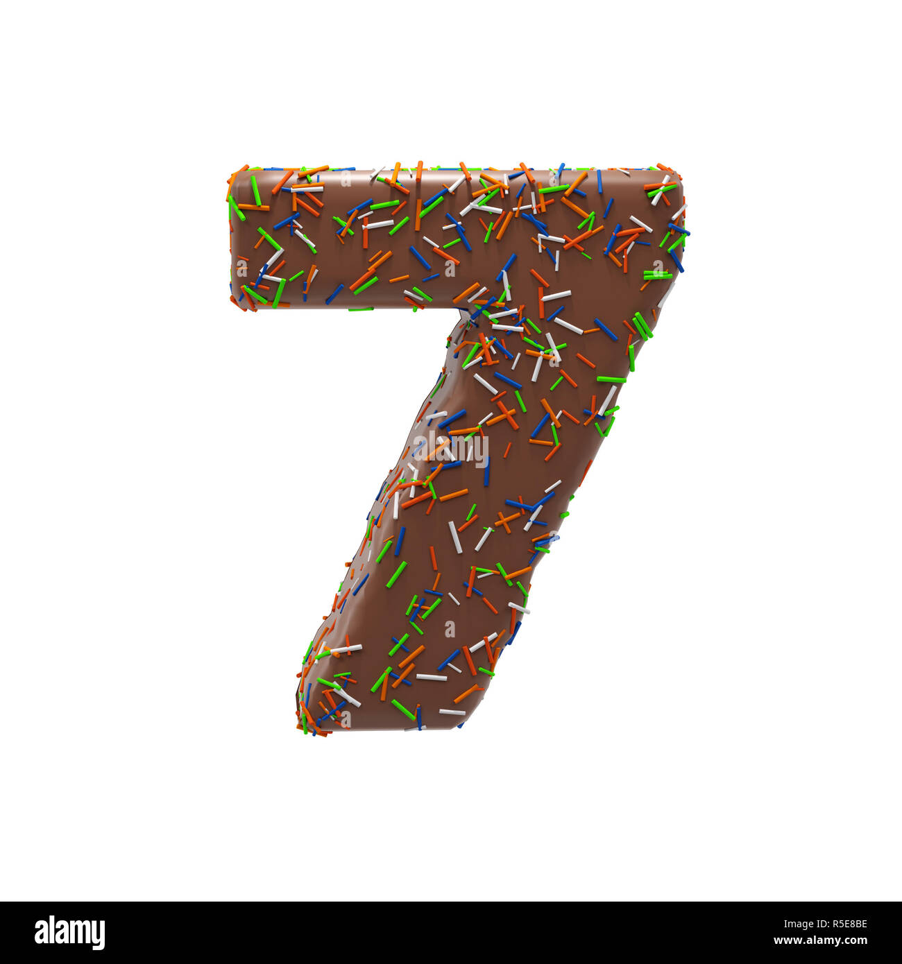 Chocolate Cake Donut Font with colorful sprinkles. Delicious Number 7 ...