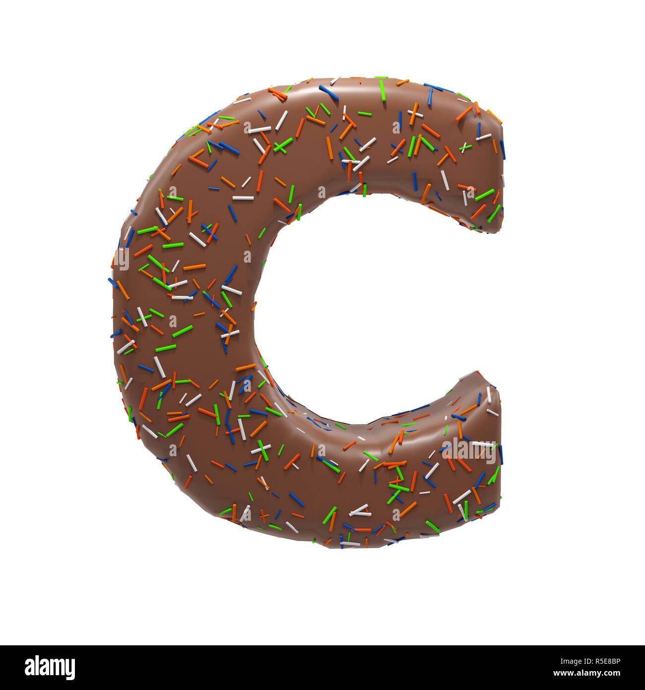 Chocolate Cake Donut Font with colorful sprinkles. Delicious Letter C ...