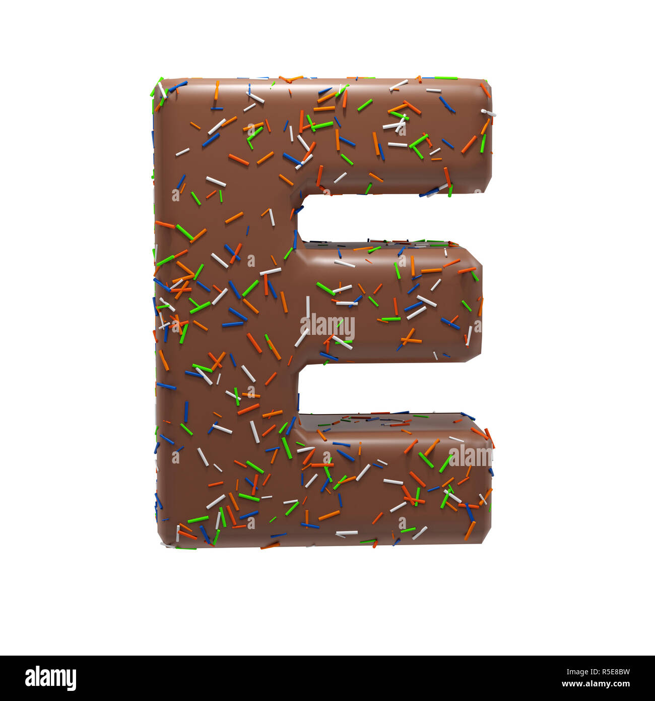 Chocolate Cake Donut Font with colorful sprinkles. Delicious Letter E ...