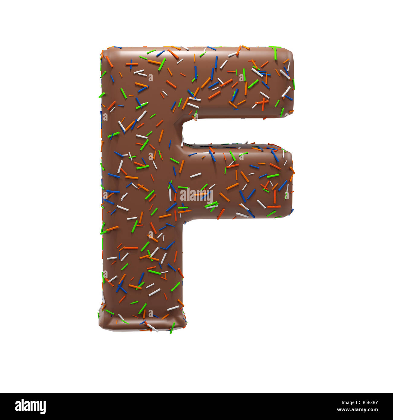 Chocolate Cake Donut Font with colorful sprinkles. Delicious Letter F ...