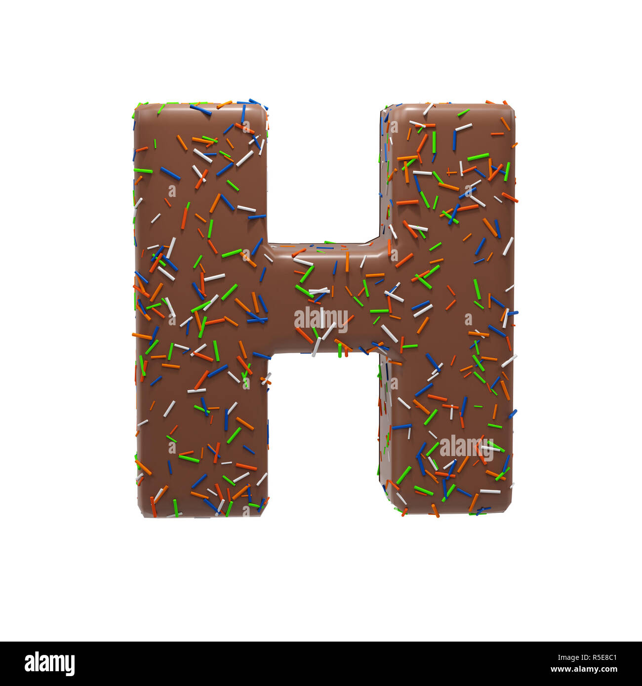 Chocolate Cake Donut Font with colorful sprinkles. Delicious Letter H ...