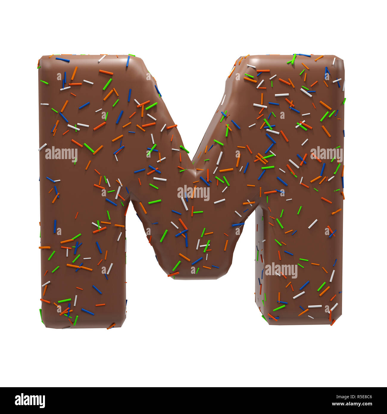 Chocolate Cake Donut Font with colorful sprinkles. Delicious Letter M ...