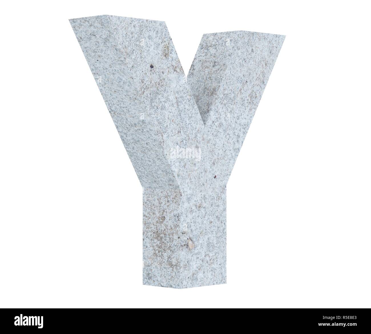 Concrete Capital Letter - Y isolated on white background. 3D render ...