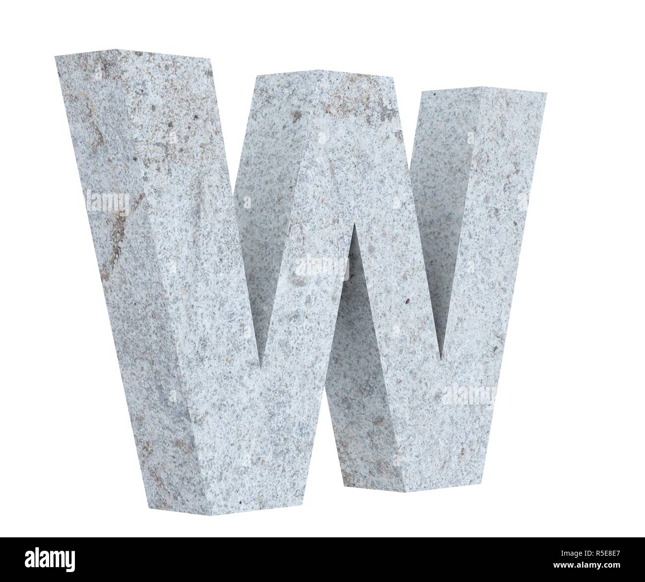 Concrete Capital Letter - W isolated on white background. 3D render ...