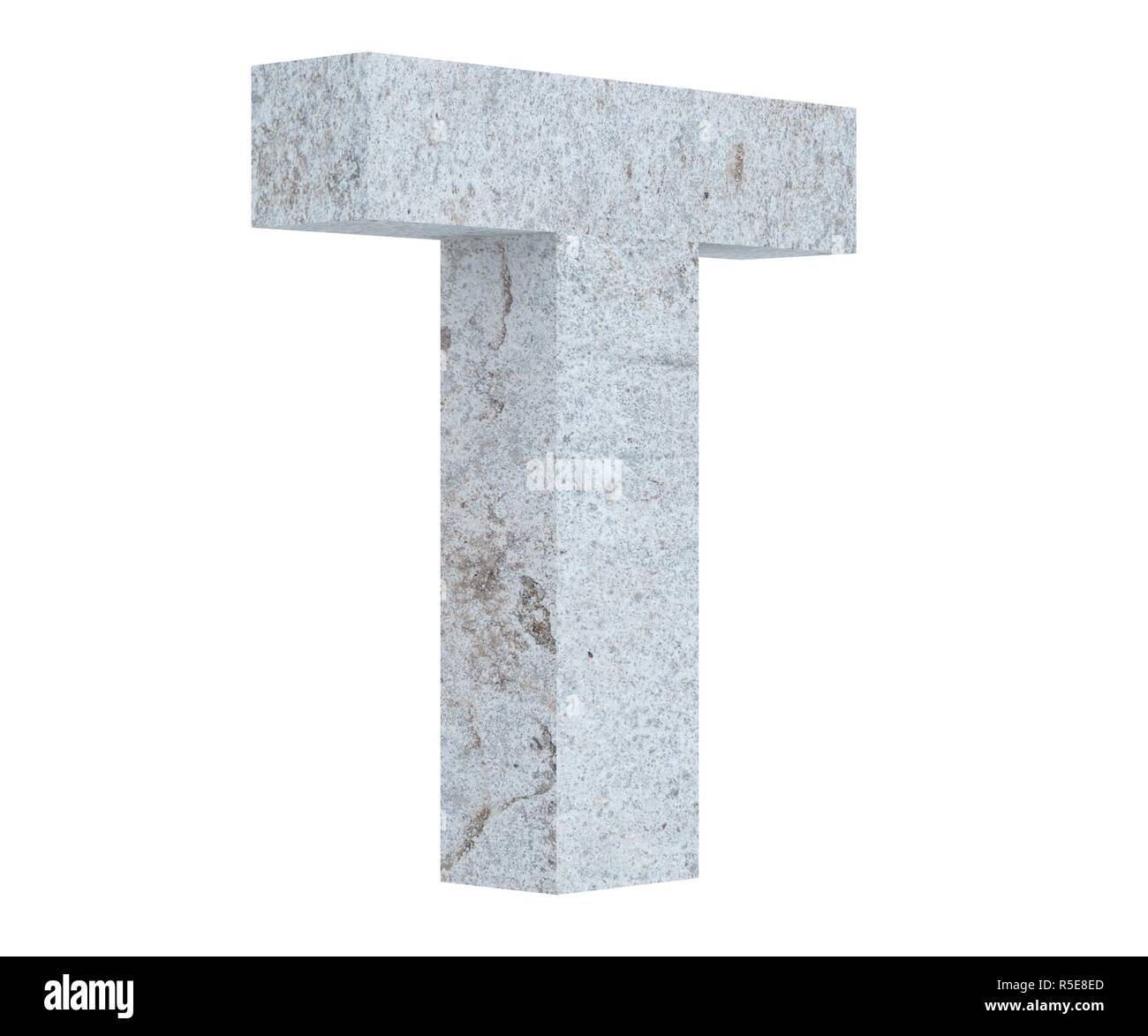 Concrete Capital Letter - T isolated on white background. 3D render ...