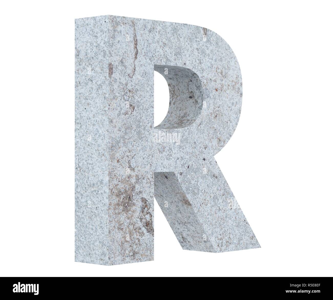 Concrete Capital Letter - R isolated on white background. 3D render ...