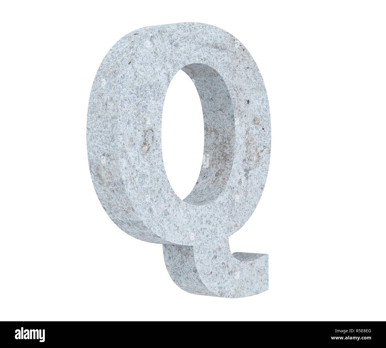 Concrete Capital Letter - Q isolated on white background. 3D render ...