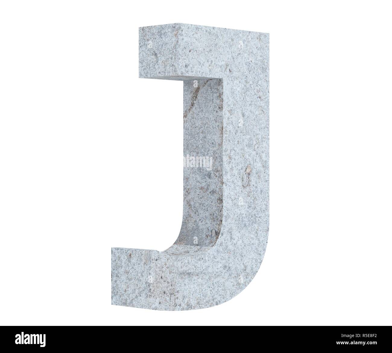 Concrete Capital Letter - J isolated on white background. 3D render ...