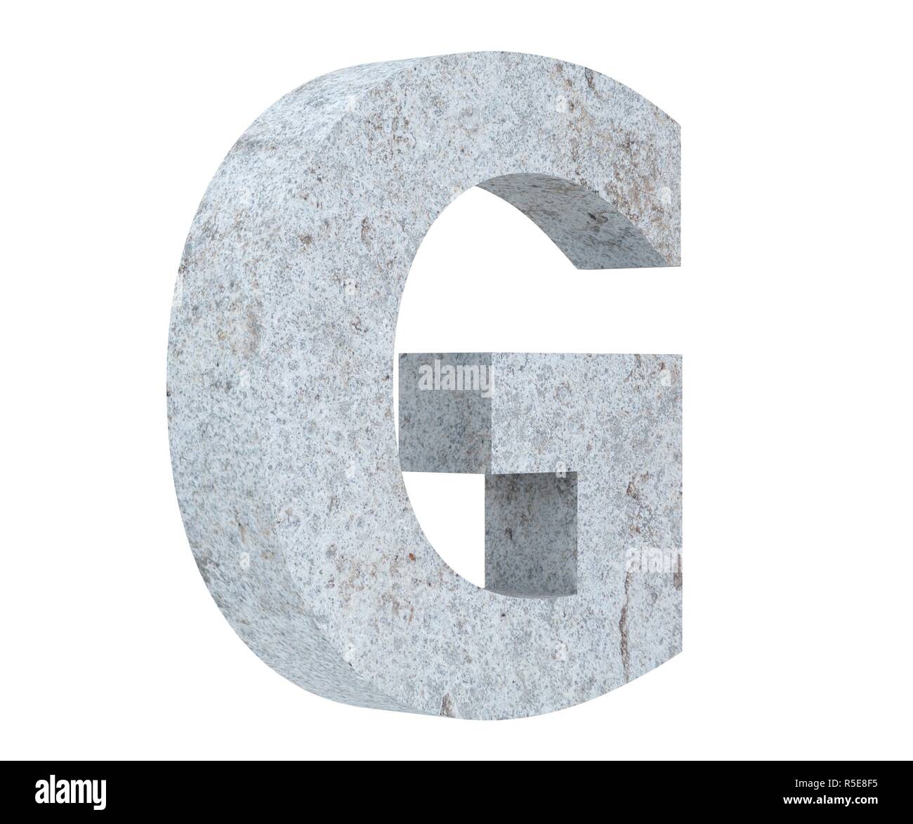 Concrete Capital Letter - G isolated on white background. 3D render ...