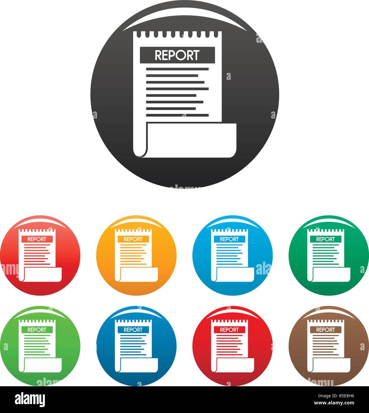 Bill paper report icons set 9 color vector isolated on white for any ...