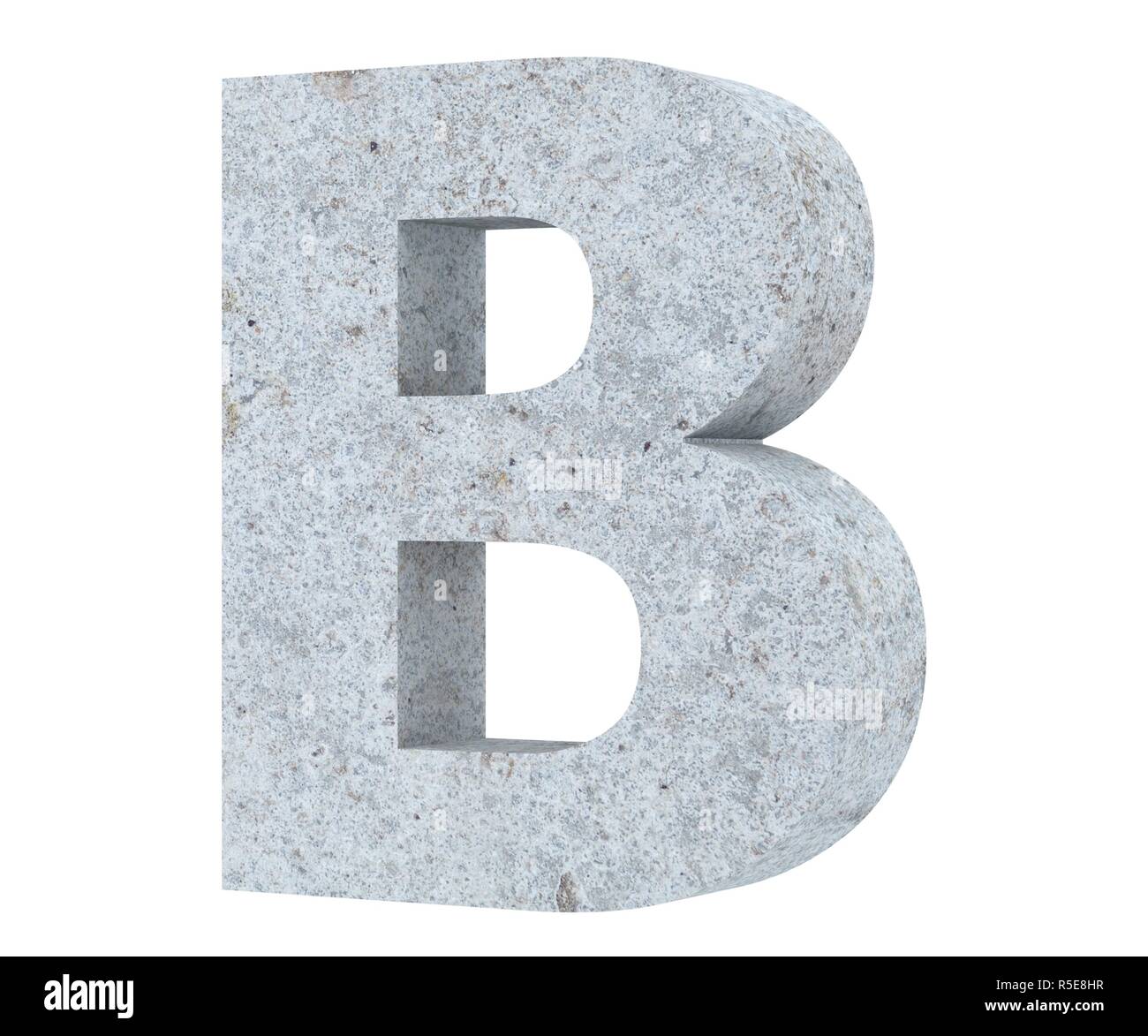 Concrete Capital Letter - B isolated on white background. 3D render ...