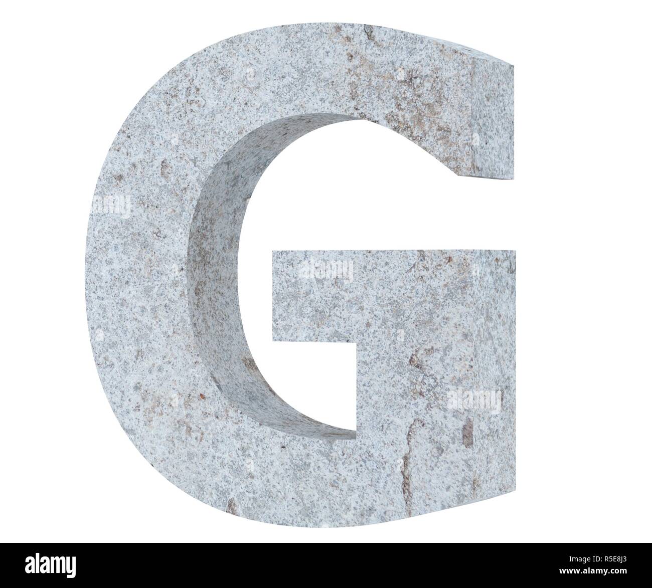 Concrete Capital Letter - G isolated on white background. 3D render ...