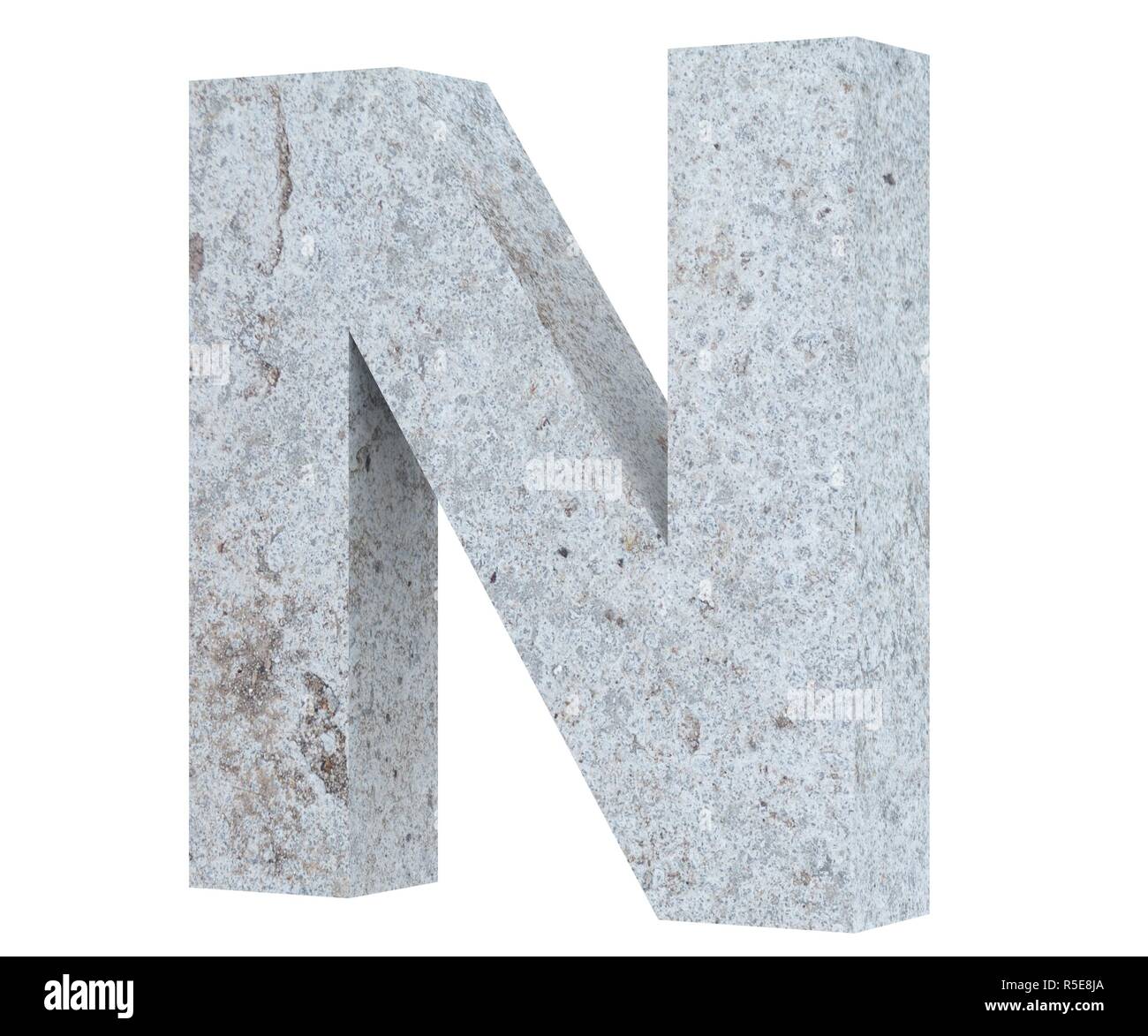Concrete Capital Letter - N isolated on white background. 3D render ...