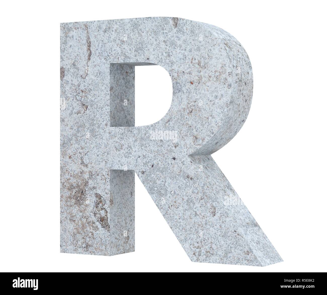 Concrete Capital Letter - R isolated on white background. 3D render ...
