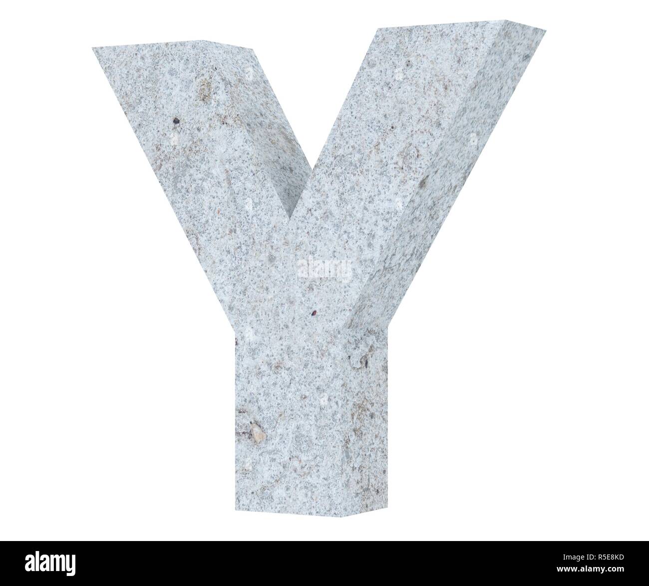 Concrete Capital Letter - Y isolated on white background. 3D render ...