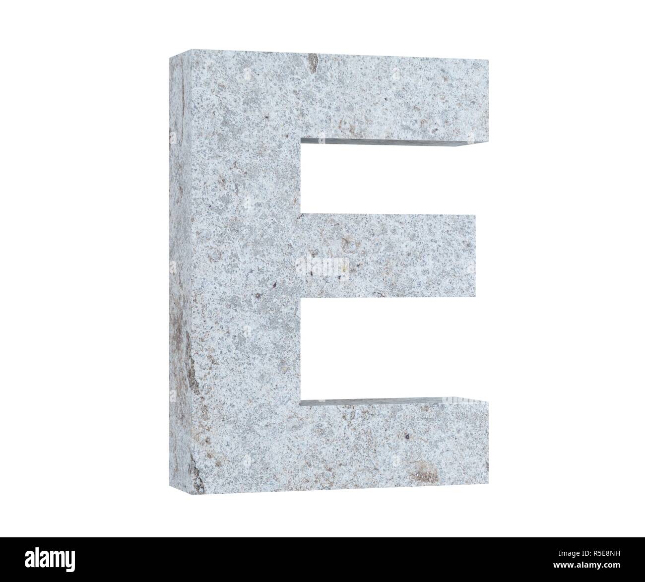 Concrete Capital Letter - E isolated on white background. 3D render ...
