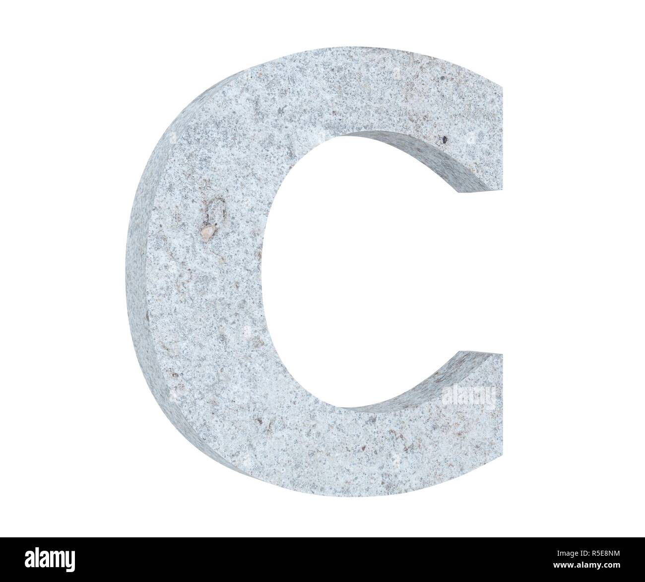 Concrete Capital Letter - C isolated on white background. 3D render ...