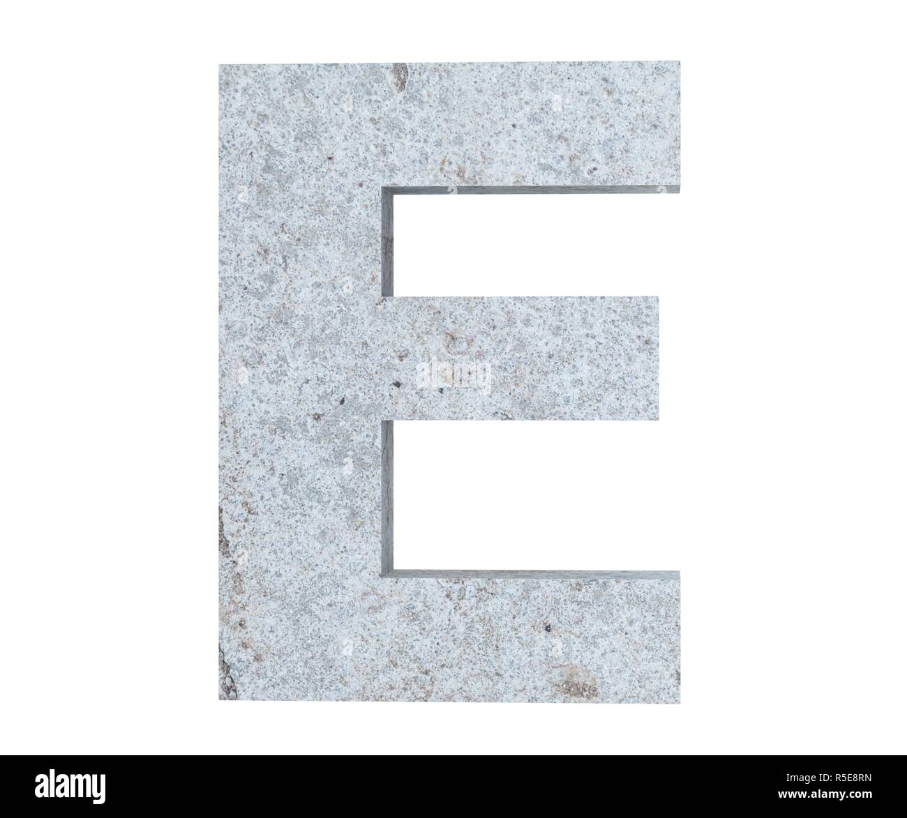 Concrete Capital Letter - E isolated on white background. 3D render ...