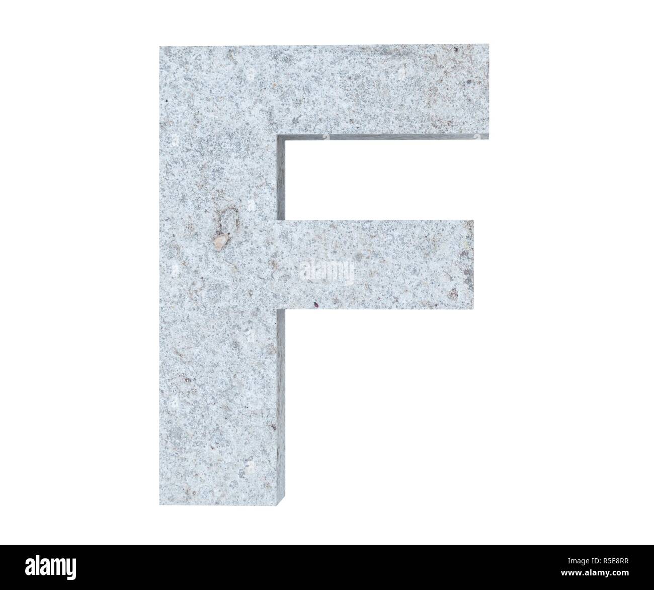 Concrete Capital Letter - F isolated on white background. 3D render ...