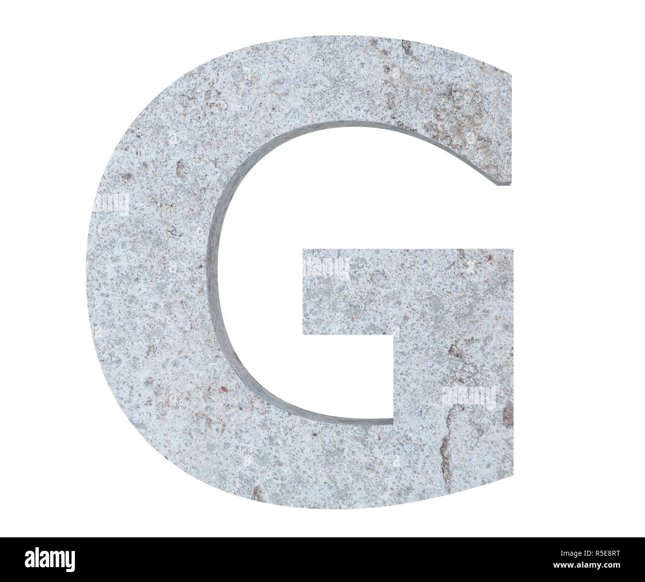 Concrete Capital Letter - G isolated on white background. 3D render ...