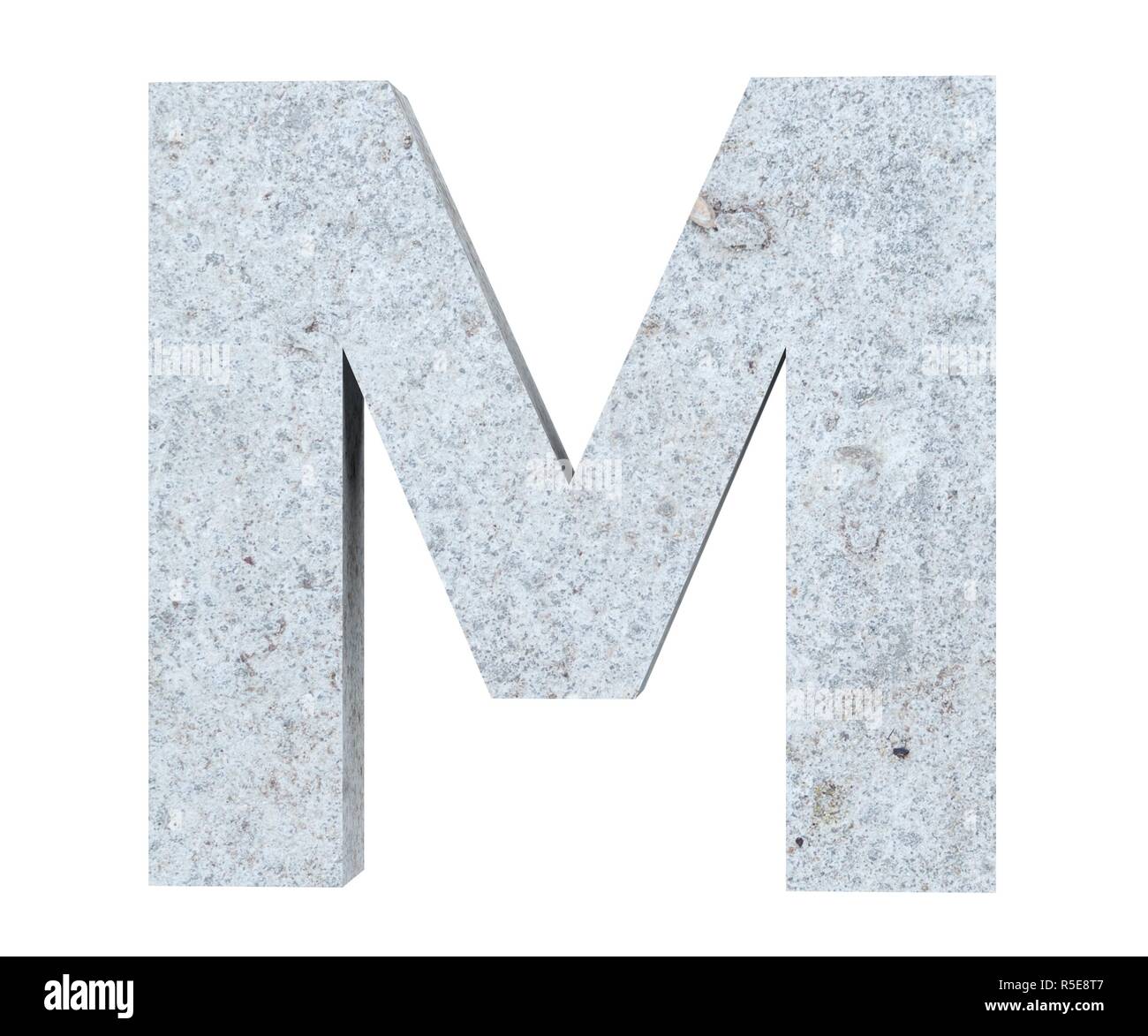 Concrete Capital Letter - M isolated on white background. 3D render ...