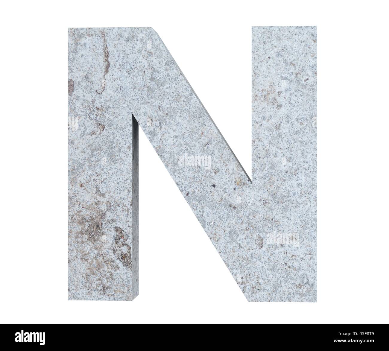 Concrete Capital Letter - N isolated on white background. 3D render ...
