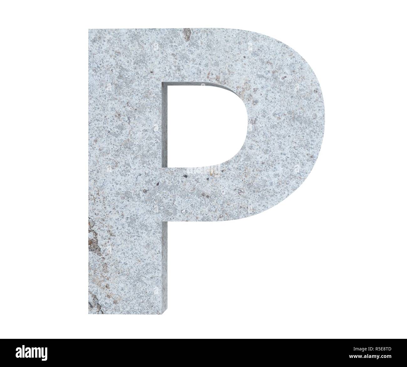 Concrete Capital Letter - P isolated on white background. 3D render ...