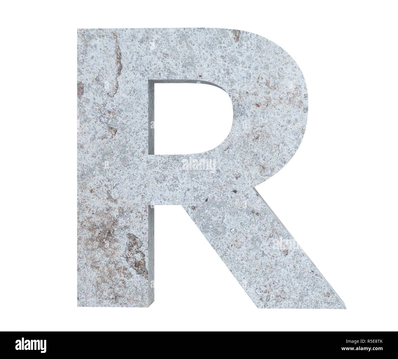 Concrete Capital Letter - R isolated on white background. 3D render ...