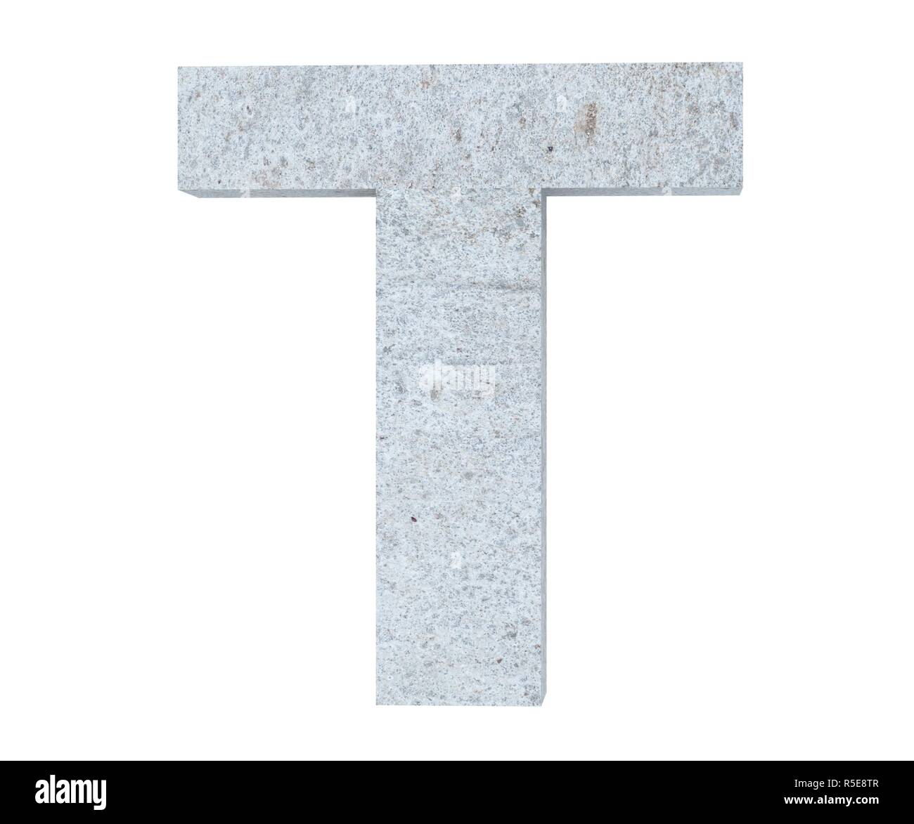 Concrete Capital Letter - T isolated on white background. 3D render ...