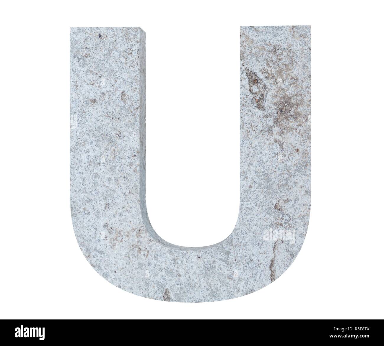 Concrete Capital Letter - U isolated on white background. 3D render ...