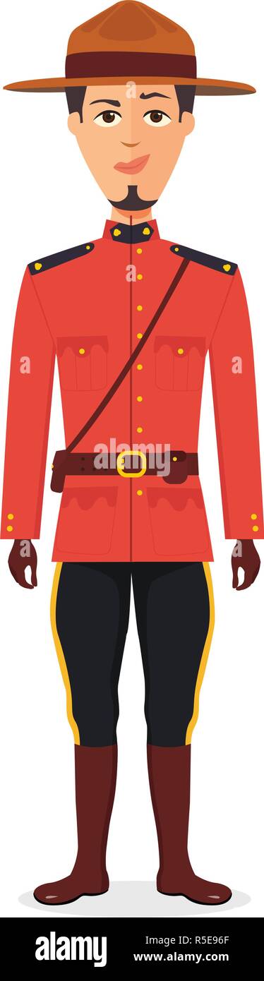 Canadian policeman cartoon vector illustration isolated on white ...